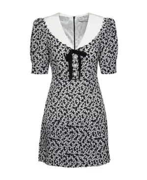 Alessandra Rich Floral Print Embroidered Collar Dress