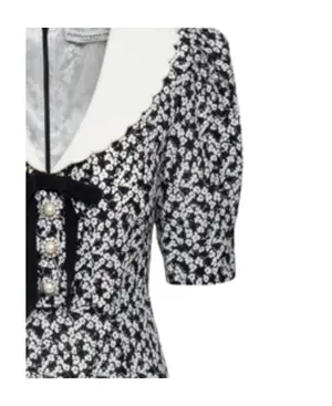 Alessandra Rich Floral Print Embroidered Collar Dress
