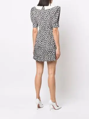 Alessandra Rich Floral Print Embroidered Collar Dress