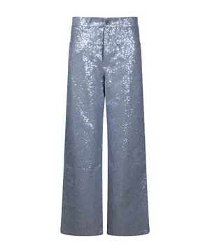 P.a.r.o.s.h Sequin Embellished Straight-leg Trousers - Gray