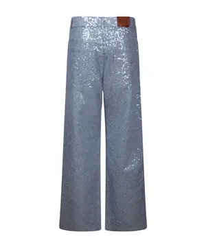 P.a.r.o.s.h Sequin Embellished Straight-leg Trousers - Gray