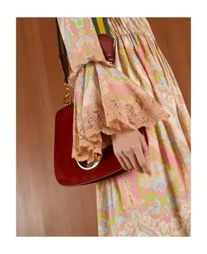 Gucci Floral Print Ruffled Long-sleeved Maxi Dress - Nude