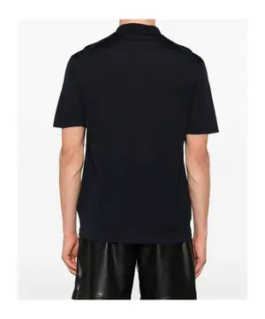 Prada Logo-embroidered Short-sleeved Knitted Shirt - Blue