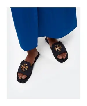 Tory Burch Embellished Logo Slides
