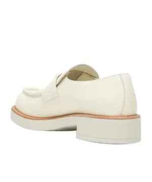 Prada Round Toe Loafers With Logo Detail - Ivory