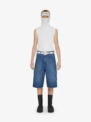 Givenchy Multicutted Denim Cargo Shorts - Medium Blue