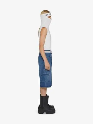 Givenchy Multicutted Denim Cargo Shorts - Medium Blue