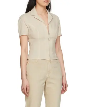 Jacquemus Short Sleeve Zip-up Top With Open Back - Nude
