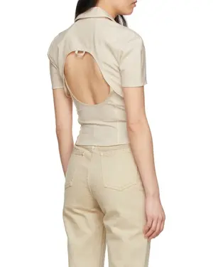 Jacquemus Short Sleeve Zip-up Top With Open Back - Nude