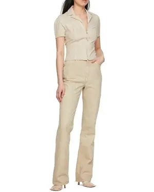 Jacquemus Short Sleeve Zip-up Top With Open Back - Nude