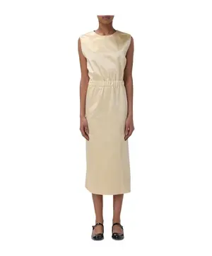Fabiana Filippi Sleeveless Metallic Midi Dress With Elasticated Waist