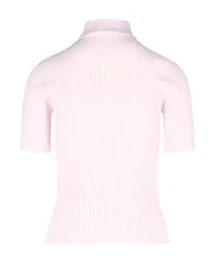 COURREGES Re-edition Ribbed High Neck Short Sleeve Jumper - Pink