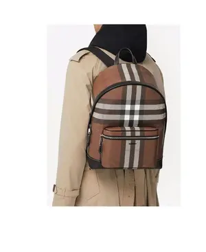 Burberry Check Patterned Zipped Backpack