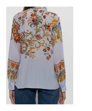 Etro Paisley Printed Long Sleeve Top With Decorative Bow