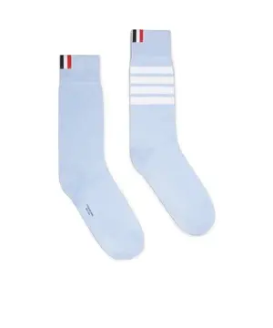 Thom Browne Four-bar Striped Crew Socks - Blue