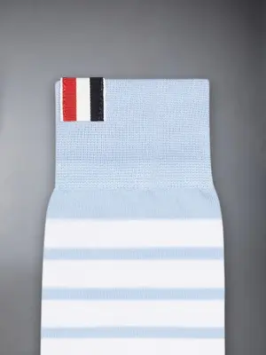 Thom Browne Four-bar Striped Crew Socks - Blue