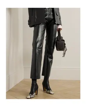 Nour Hammour Billy Paneled Leather Straight Leg Pants