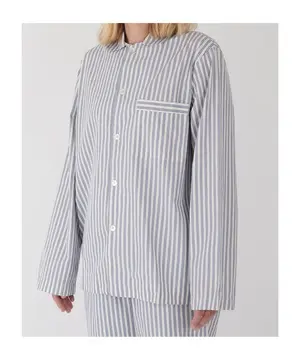 TEKLA Striped Pajama Shirt - White