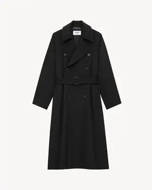 Saint Laurent Double-breasted Belted Long Coat