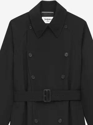 Saint Laurent Double-breasted Belted Long Coat