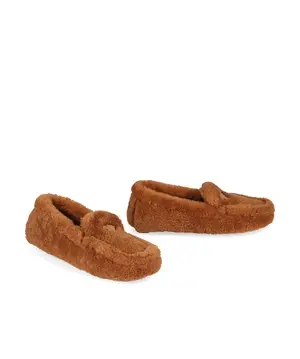 Prada Logo Plaque Round Toe Loafers