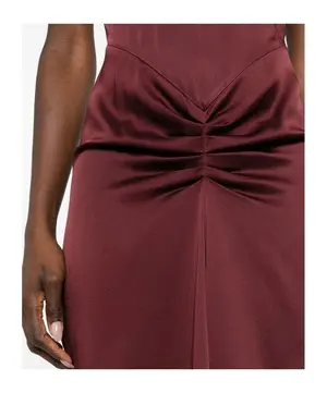Victoria Beckham Short Sleeve Dress With Pleated Detail - Brown