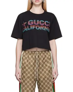 Gucci Sequin Embellished Cropped T-shirt