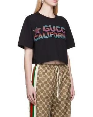Gucci Sequin Embellished Cropped T-shirt