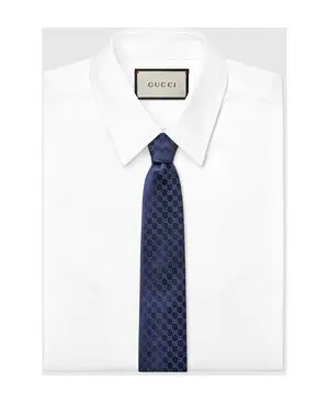 Gucci Gg Pattern Neck Tie - Blue