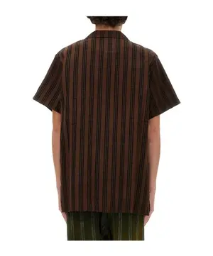 UMA WANG Short-sleeved Striped Shirt - Black
