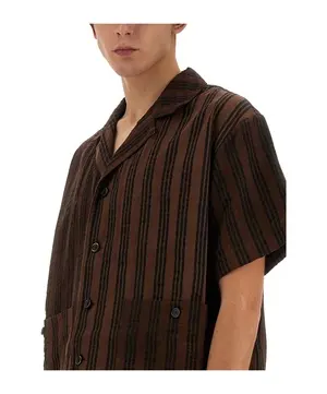 UMA WANG Short-sleeved Striped Shirt - Black