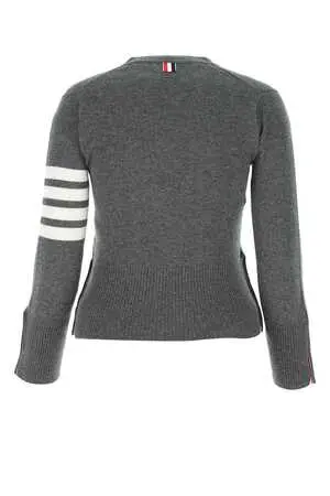 Thom Browne 4-bar V-neck Cardigan - Medium Grey
