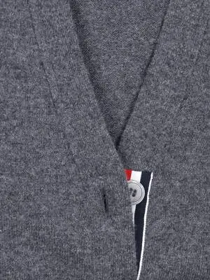 Thom Browne 4-bar V-neck Cardigan - Medium Grey