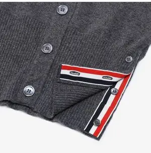 Thom Browne 4-bar V-neck Cardigan - Medium Grey