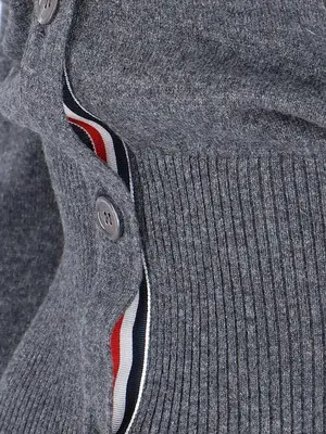 Thom Browne 4-bar V-neck Cardigan - Medium Grey