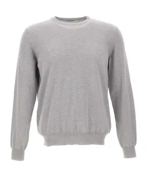 KANGRA Crew Neck Sweater With Elbow Patches - Grey