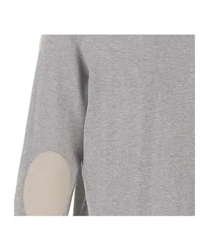 KANGRA Crew Neck Sweater With Elbow Patches - Grey