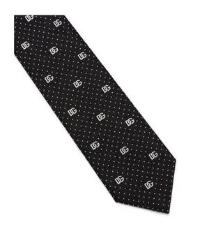 Dolce & Gabbana Dg Logo Jacquard Tie - Black