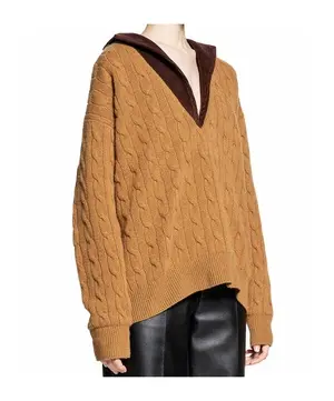 Loewe V-neck Cashmere Sweater With Ribbed Accents