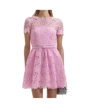 SELF-PORTRAIT Guipure-lace Belted Mini Dress