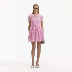 SELF-PORTRAIT Guipure-lace Belted Mini Dress