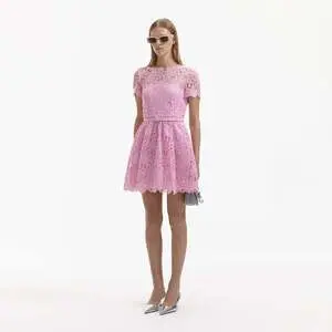 SELF-PORTRAIT Guipure-lace Belted Mini Dress