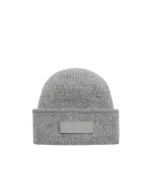 Jacquemus Gros Grain Logo Patch Beanie - Gray