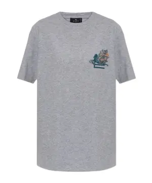 Etro Pegaso Embroidered Short-sleeved T-shirt - Gray