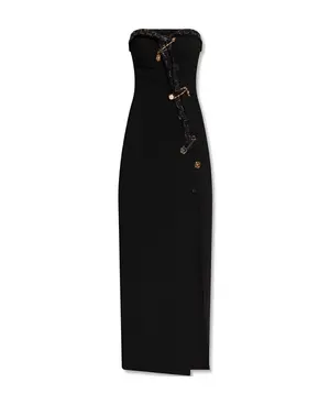 Versace Safety Pin Embellished Midi Dress - Black