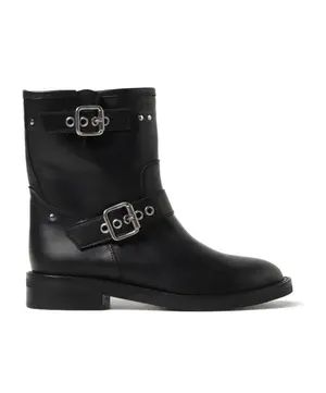 VIA ROMA 15 Leather Ankle Boots With Side Buckle