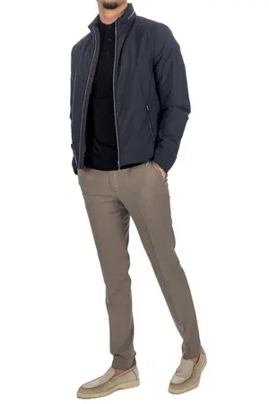 MOORER Long-sleeved Zip-up Jacket With Stand Collar