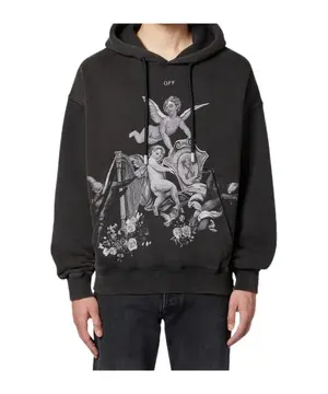 Off-White Vintage Print Drawstring Hoodie