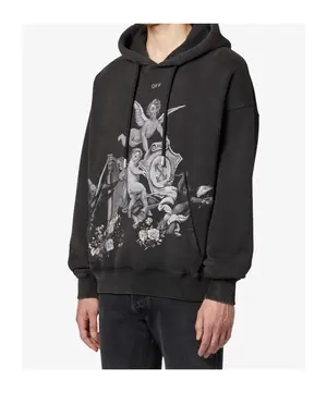 Off-White Vintage Print Drawstring Hoodie