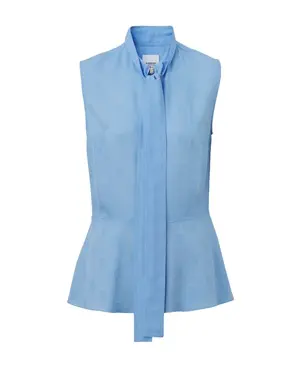 Burberry Logo Jacquard Satin Sleeveless Shirt